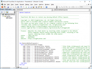 Restore default slide master layouts in PowerPoint with VBA | BrightCarbon
