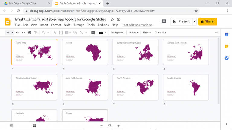 Editable map for Google Slides | BrightCarbon