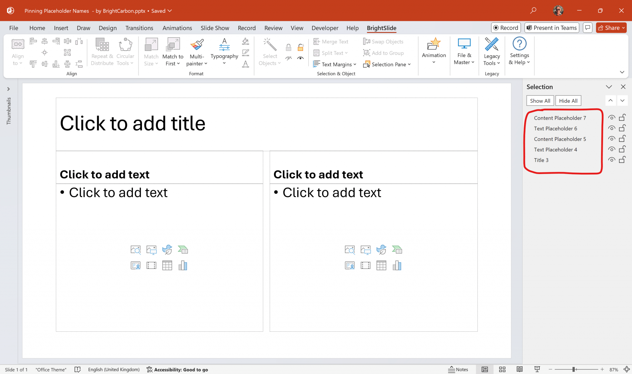 Pinning down PowerPoint placeholder names for more accessible presentations | BrightCarbon