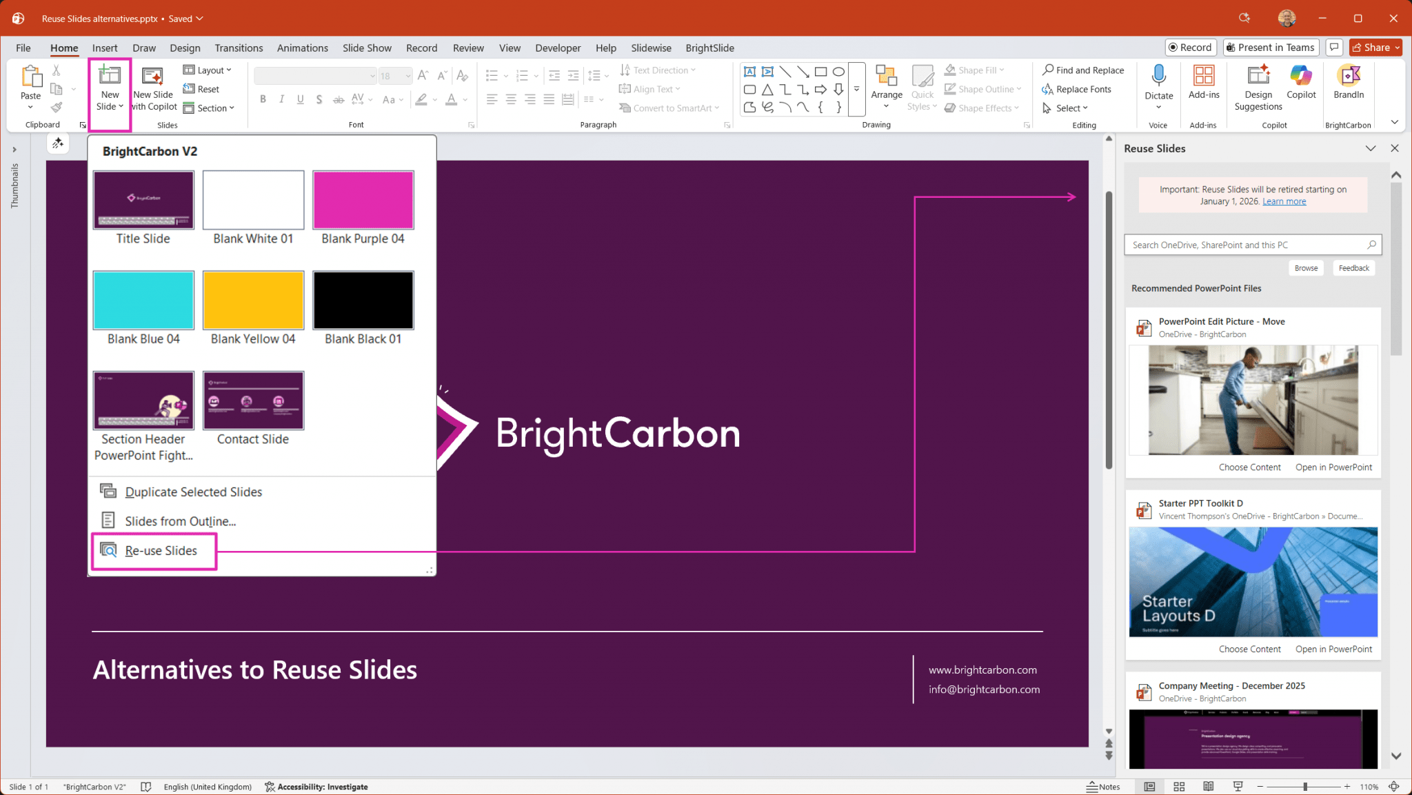 Alternatives to Reuse Slides in PowerPoint | BrightCarbon